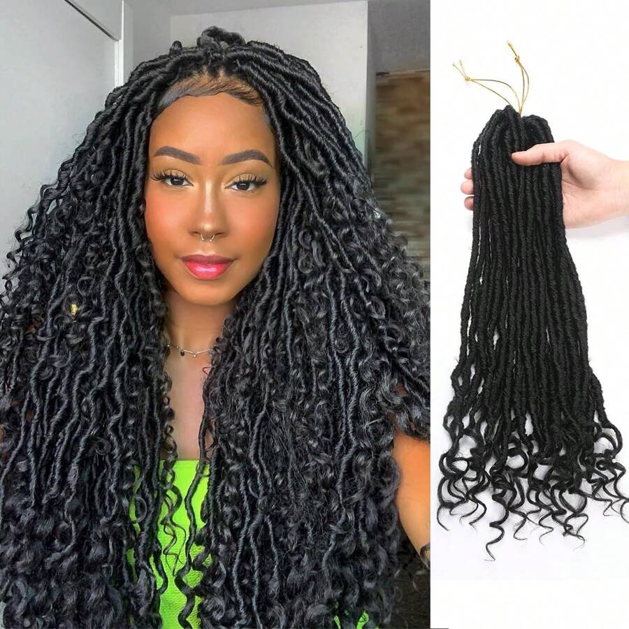 2 Packs 24 Strands Black Pre-Twisted Soft Locs Synthetic Dreadlock ...