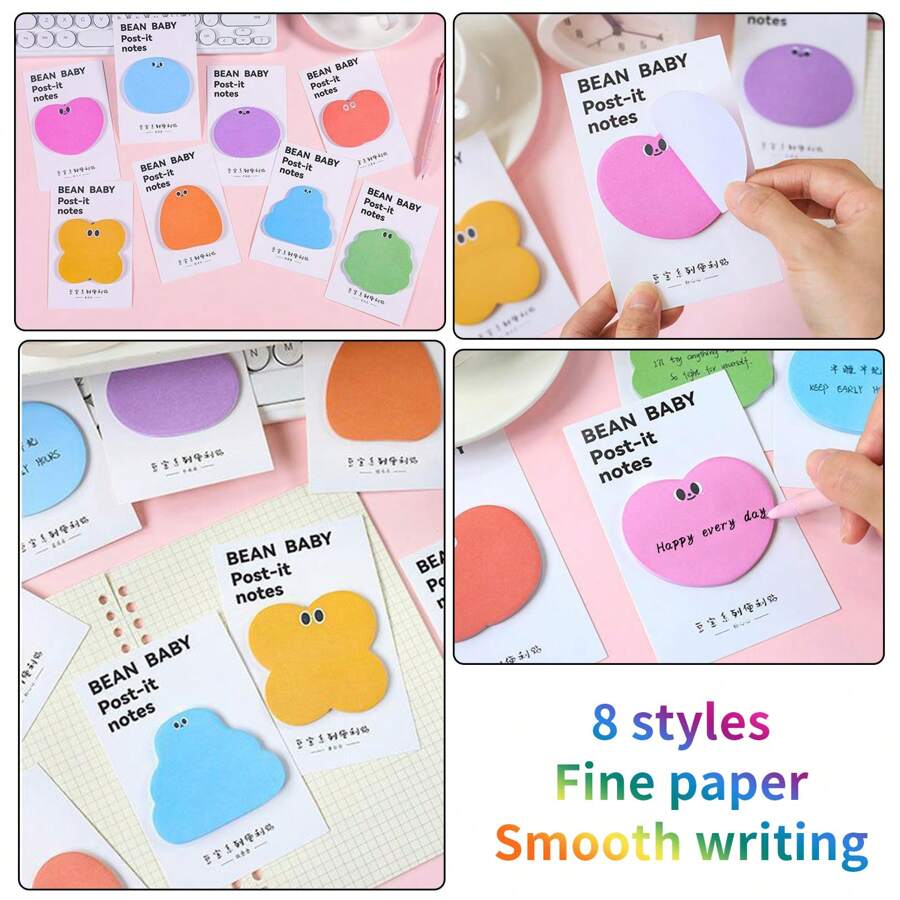 8 Packs Cute Aliens Shape Sticky Notes,8 Styles Self Sticky Notes Pad ...