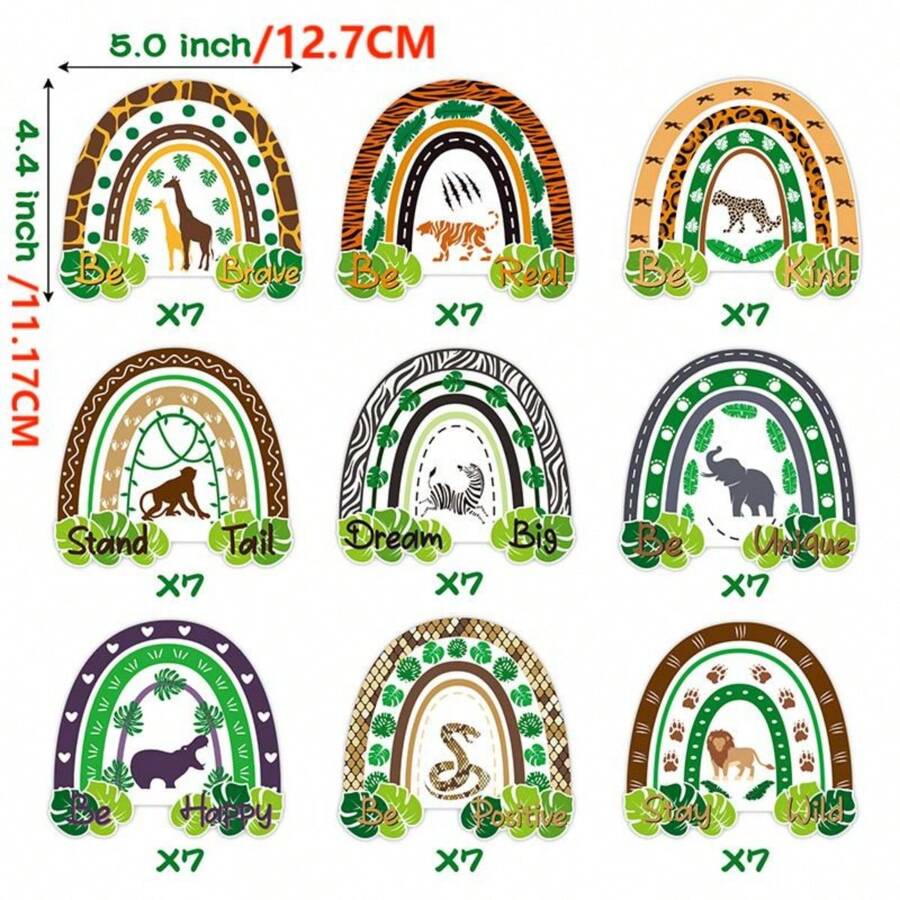 63Pcs Safari Animal Cutouts Motivational Positive Sayings Cardboard ...