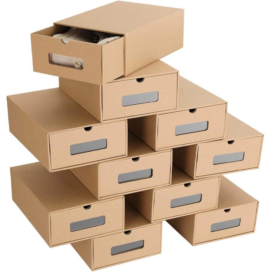 Shoe Box Viewing Window And Drawer, Cardboard Box Made Of Kraft Paper ...