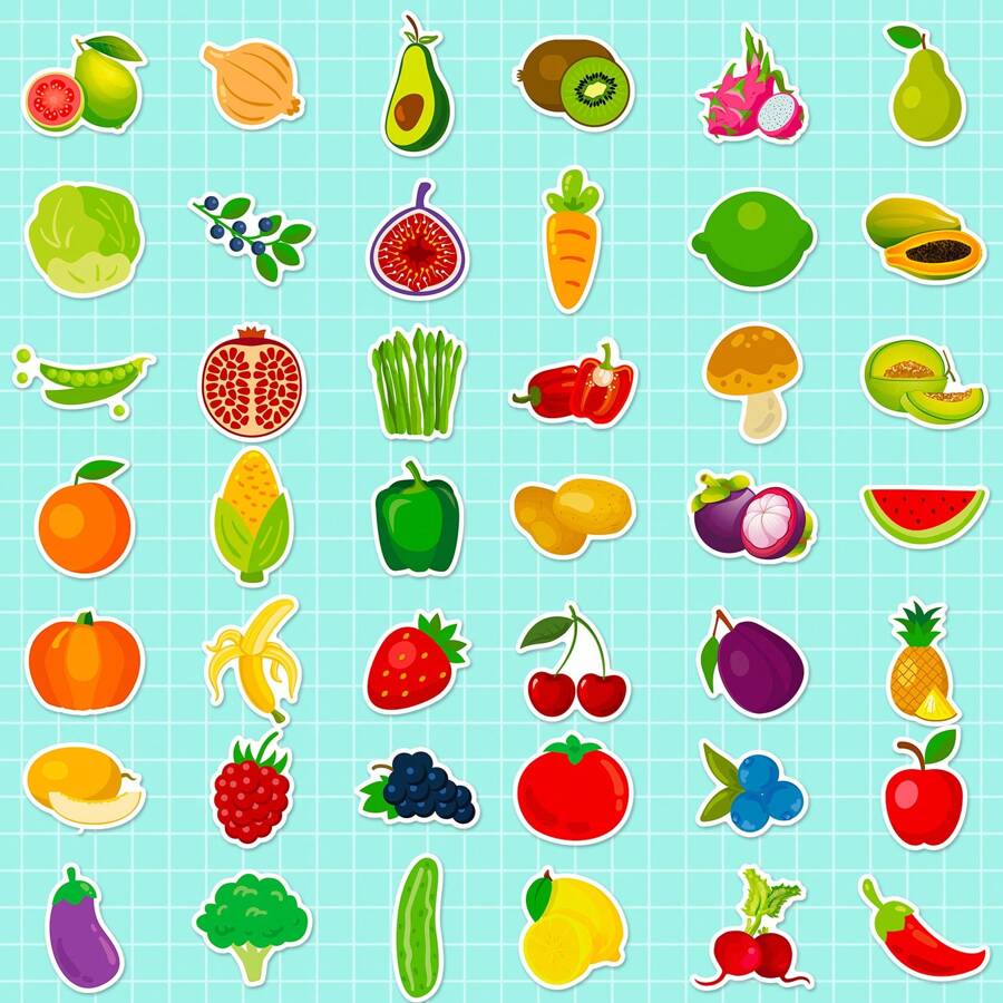 100pcs Food Stickers For Water Bottles, Vinyl Waterproof Cute Vegetable ...