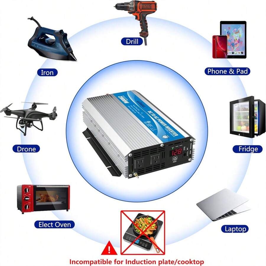 GIANDEL 2000W Power Inverter Modified Wave With ETL Approval Converts ...