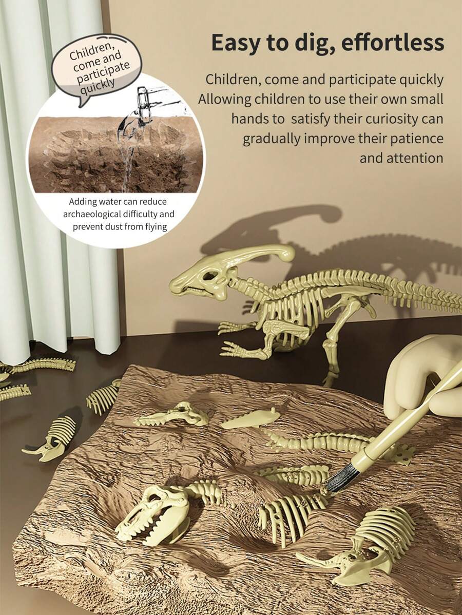 1 Set Of 10pcs 12.5cm Dinosaur Fossil Digging Toys Diy Kits For Kids ...