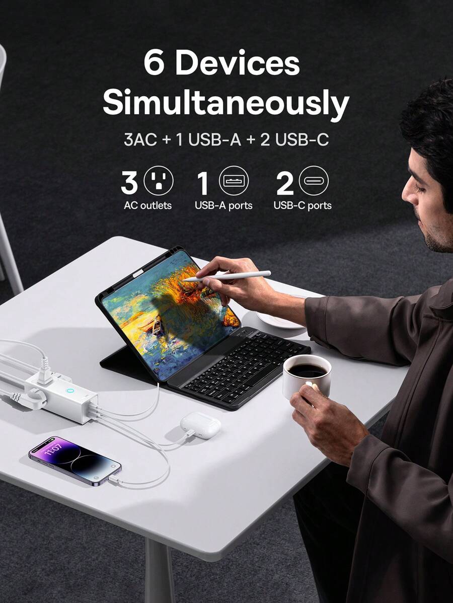 Baseus PD20W Power Strip Surge Protector 1200J - USB C Charger ...