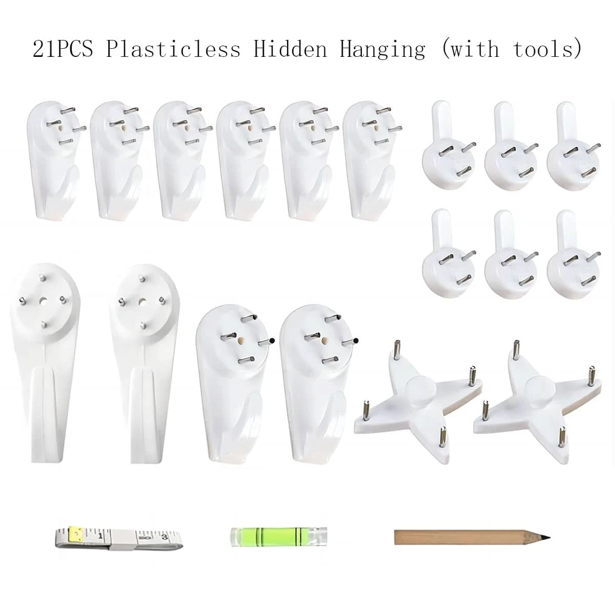 21-Piece Invisible Plastic Hook Set, Invisible Nail Small Items ...
