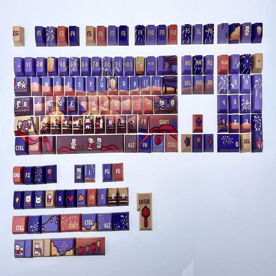 Fireworks Keycaps 139 Keys Pbt Oem Height Full 5-Face Dye-Sublimation ...