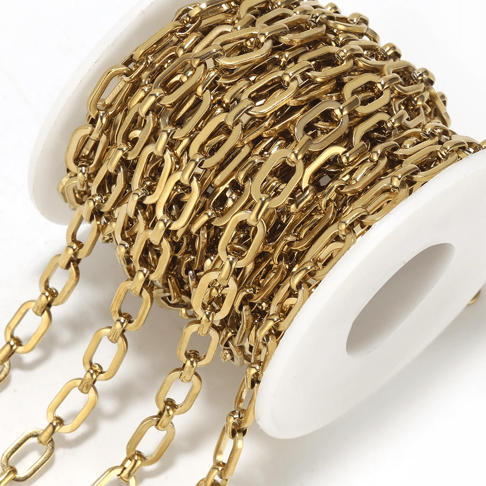 1 Meter Stainless Steel Width 6.5mm Flat O Style Chain Smooth Link ...