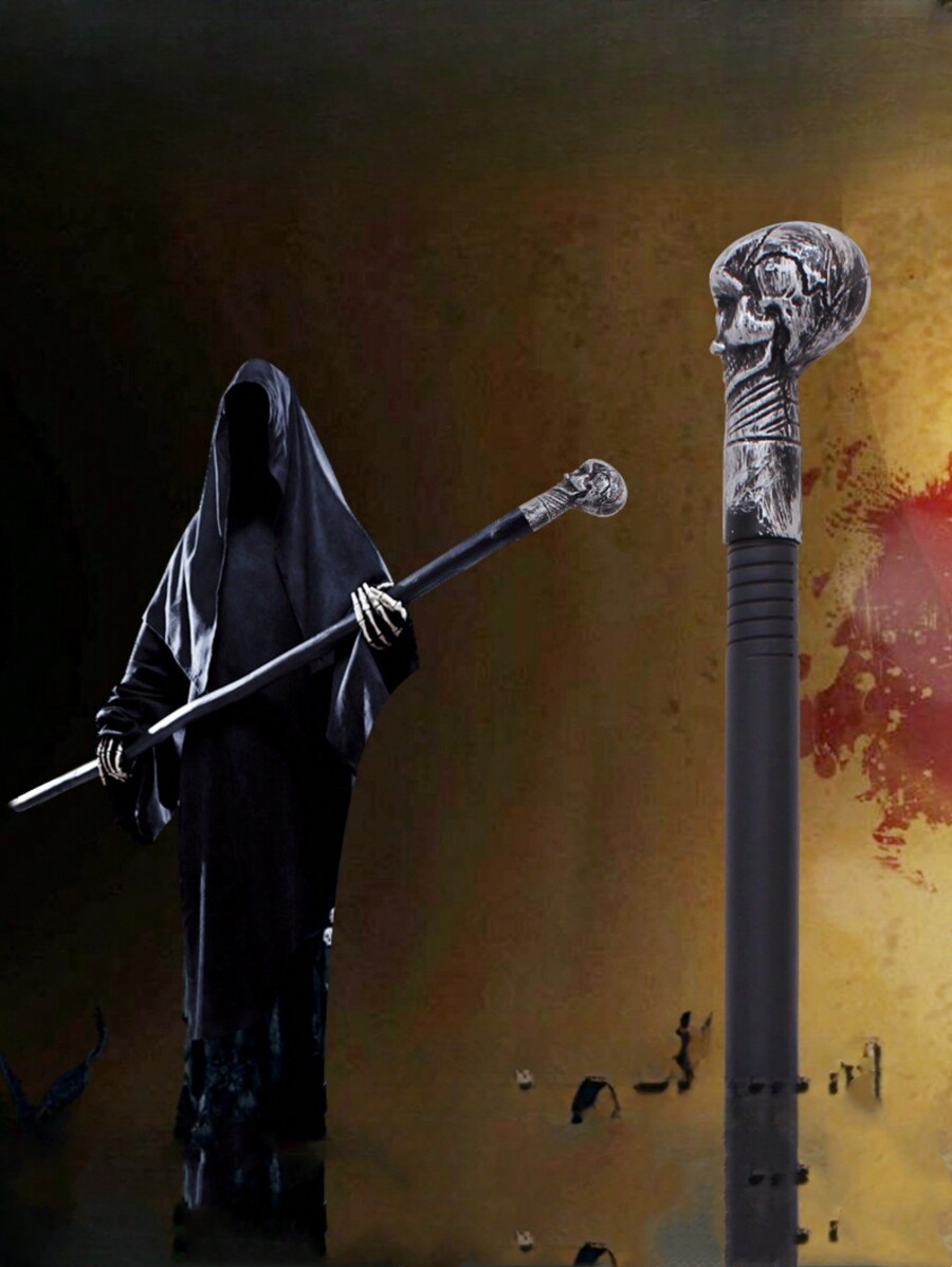 1 Antique Silver Staff, Skull Head, Death God Staff Head, Bizarre And ...