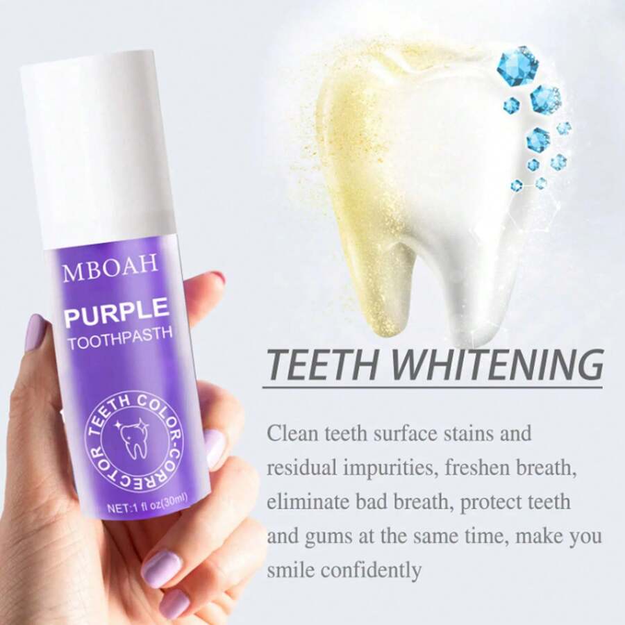 30ML Purple Whitening Toothpaste Tooth Whitener, Freshens Breath, Deep ...