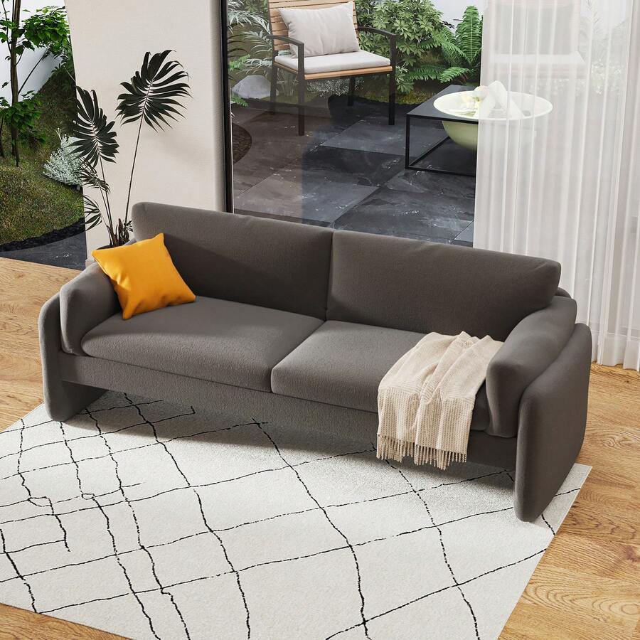Papababe Sofa, Modern Sofa Couch With Embedded Armrest, Deep Seat Couch ...