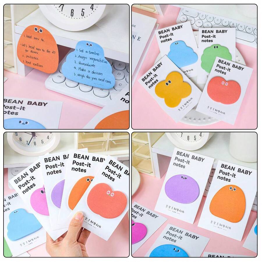 8 Packs Cute Aliens Shape Sticky Notes,8 Styles Self Sticky Notes Pad ...