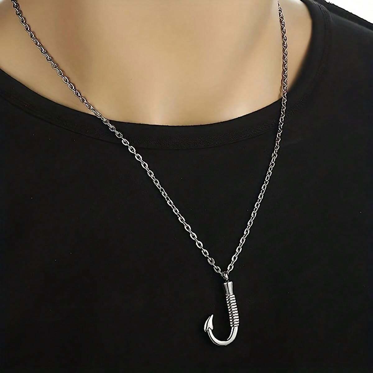 1pc Memorial Stainless Steel Fish Hook Ashes Box Pendant Necklace ...