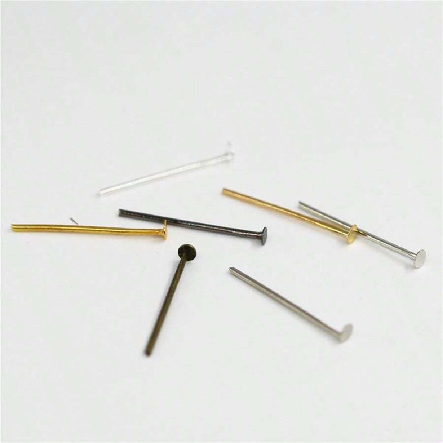 100PC 15-70MM Metal Head Pins Flat Pin Connection T-Shaped Jewelry ...