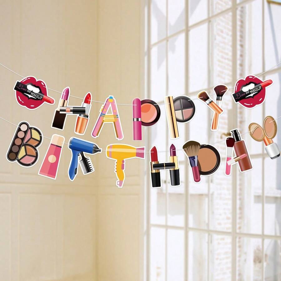 Makeup Girls Themed Birthday Party Decoration Pull Flag SPA Creative ...