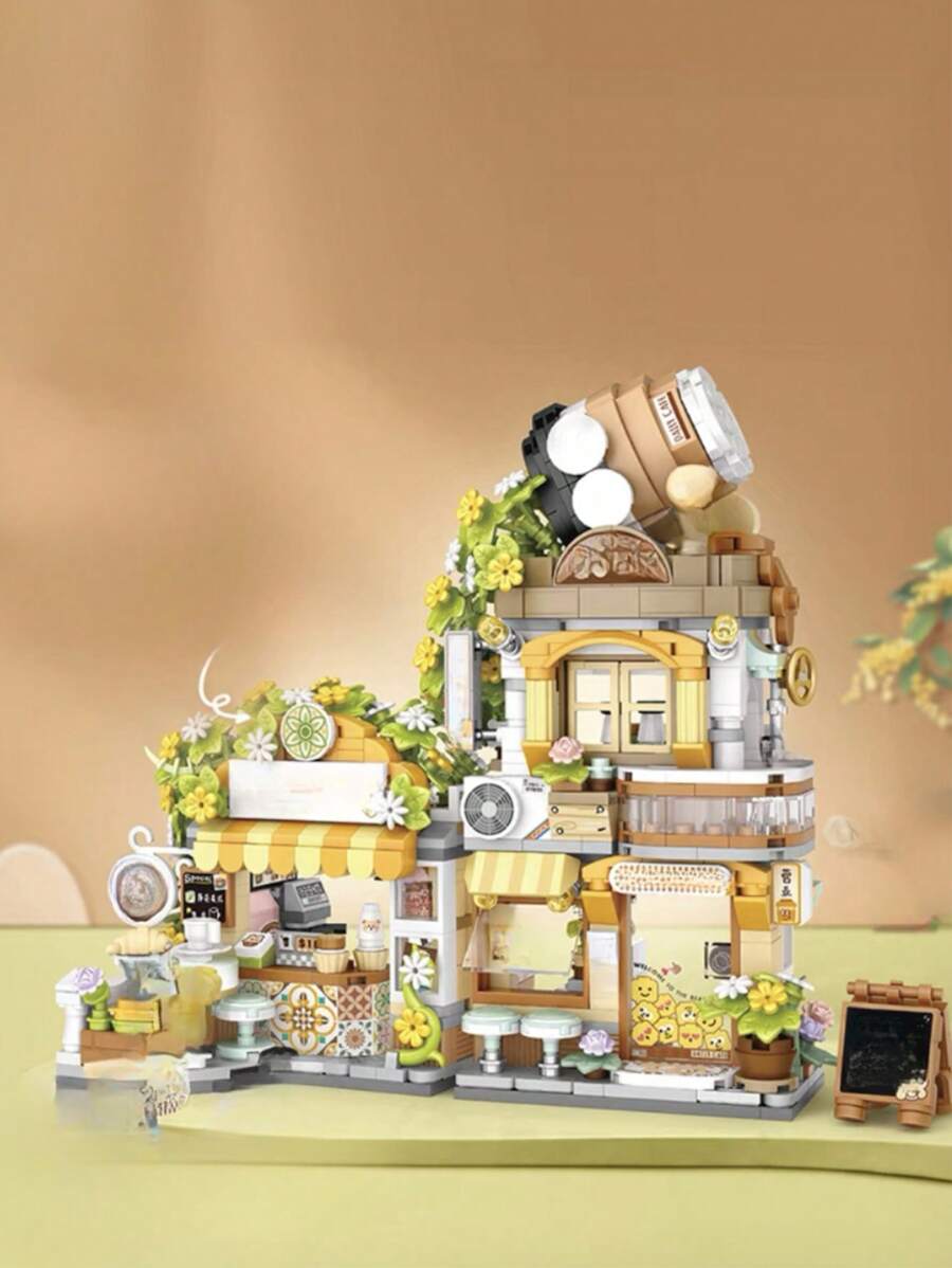 Diy Miniature Coffee Street View Building Blocks Sweet Shop Blocks Set ...