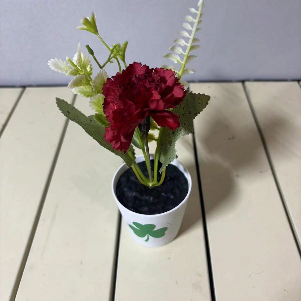 Miniature Lucky Clover Single Stem Rose Potted Landscape Home Decor ...