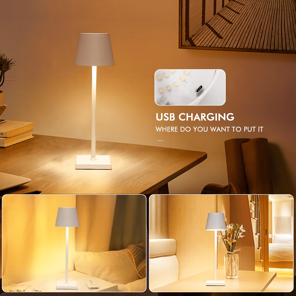 2pcs Cordless Table Lamp, 3 Colors Dimming, Portable Bedside Lamp ...