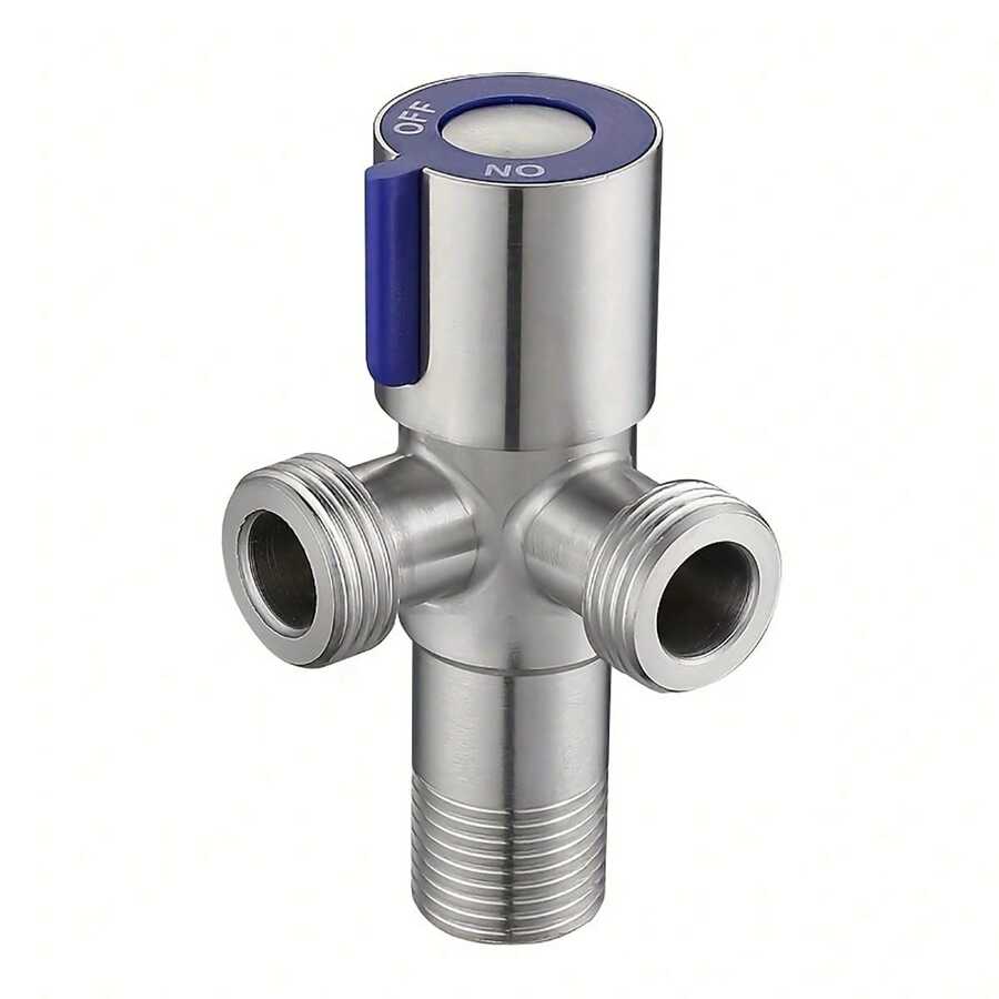 1pc Blue 304 Stainless Steel Triangle Valve, One Inlet Two Outlets ...