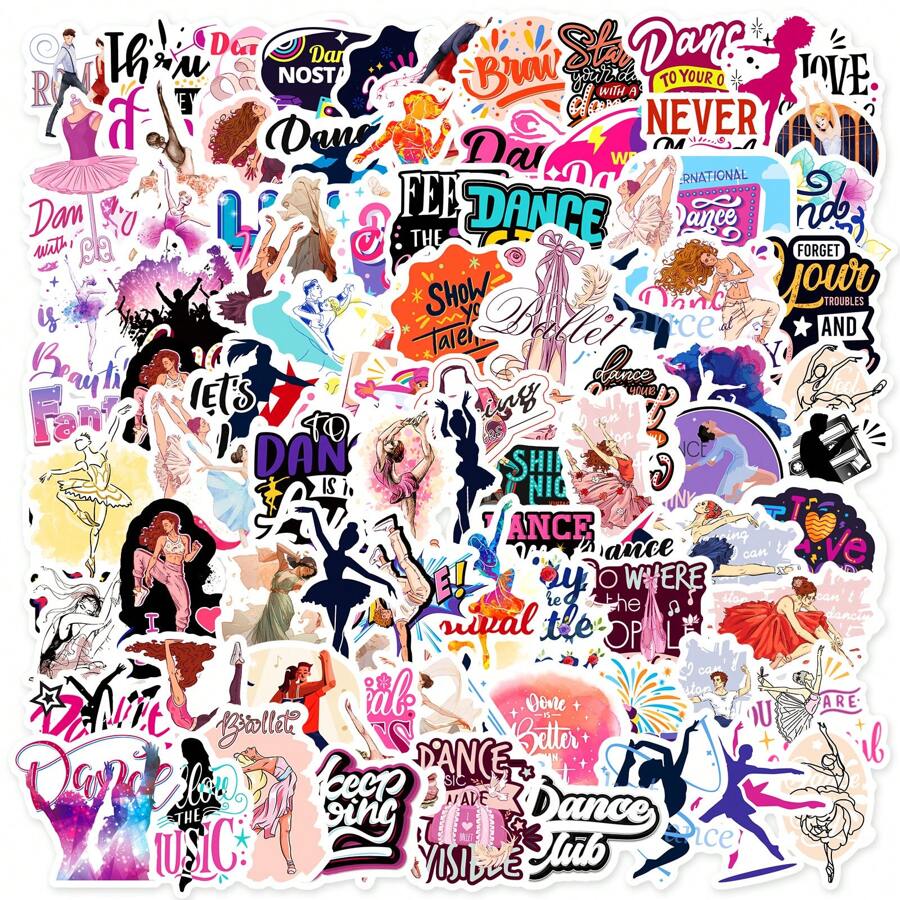 100pcs Dance Stickers Pack, Cute Vinyl Waterproof Dance Decals For ...