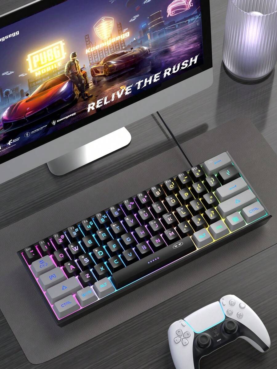 MageGee MageGee TS91 60% Compact Wired Keyboard 61 Keys RGB Backlight ...