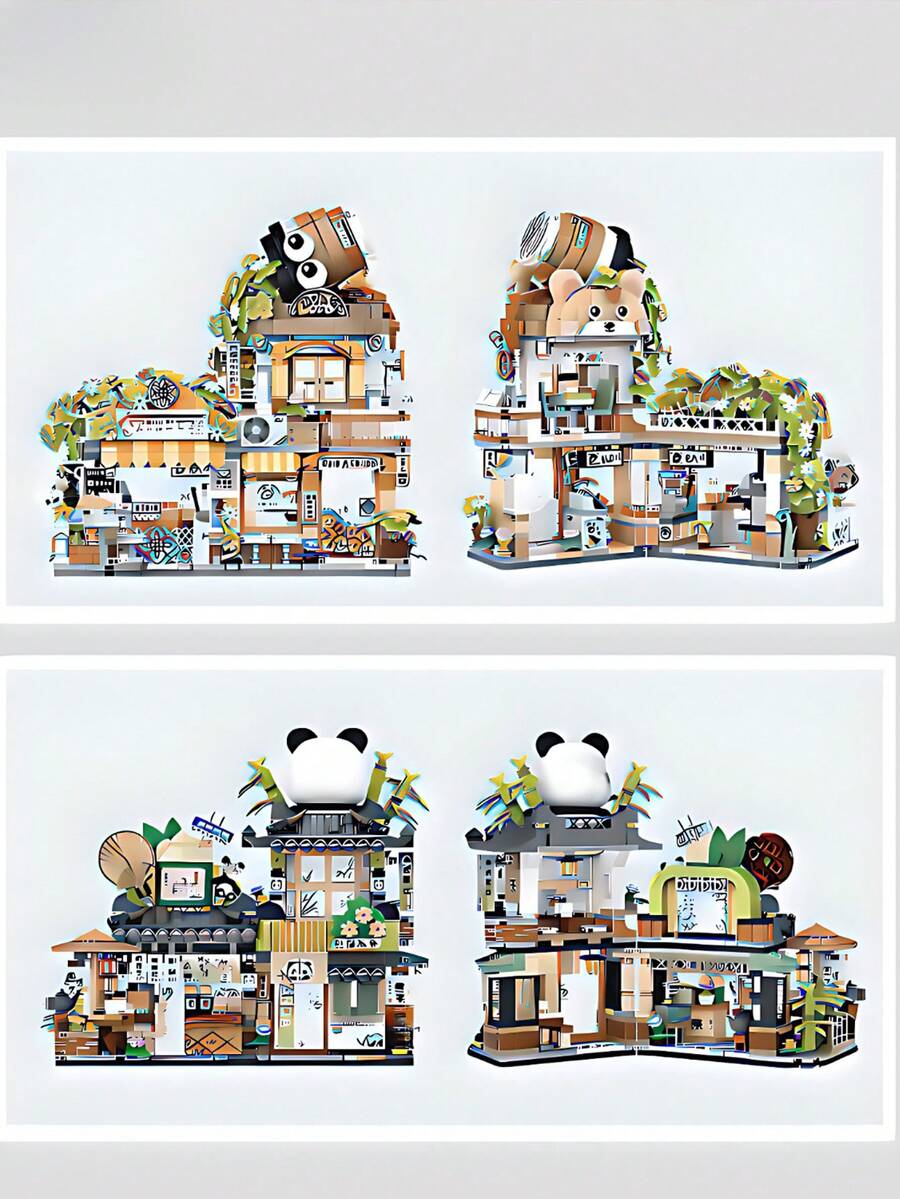 Diy Miniature Coffee Street View Building Blocks Sweet Shop Blocks Set ...