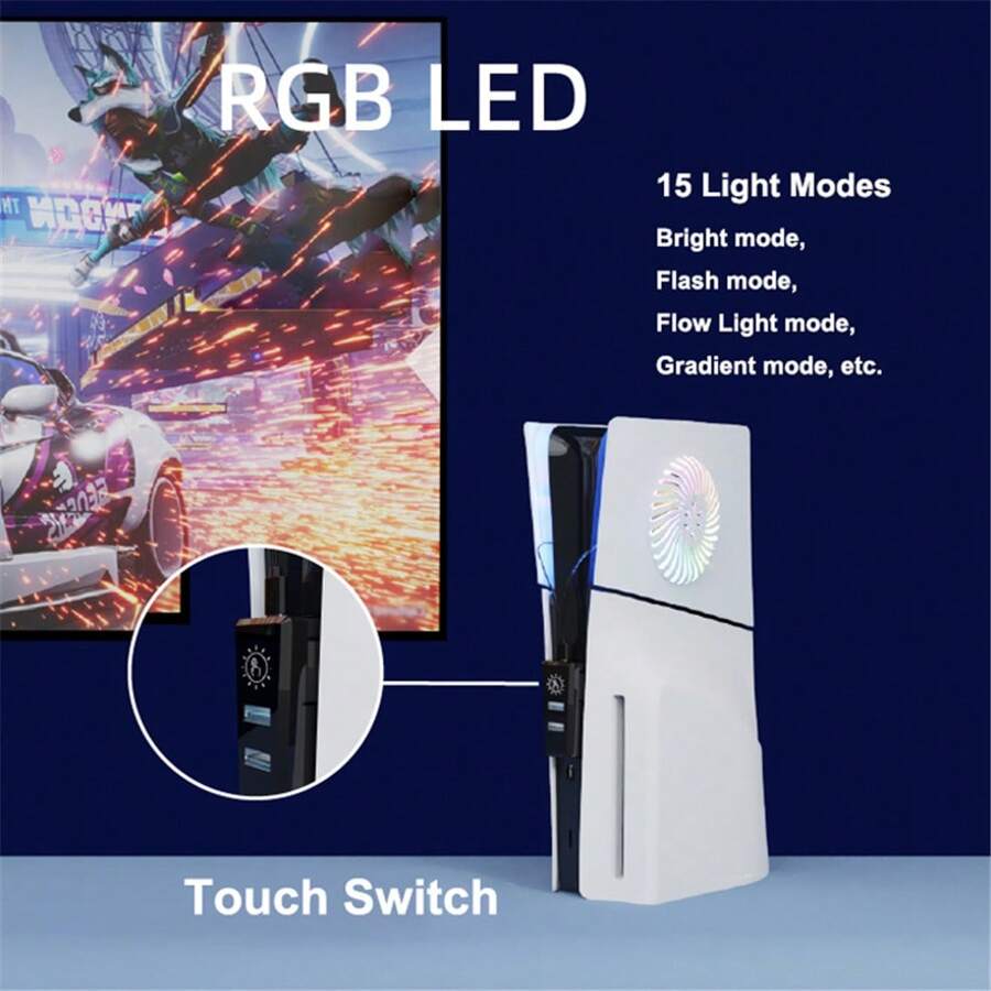 JOMAA Cover Plates With RGB Light Strip For PlayStation 5 Slim Disc ...