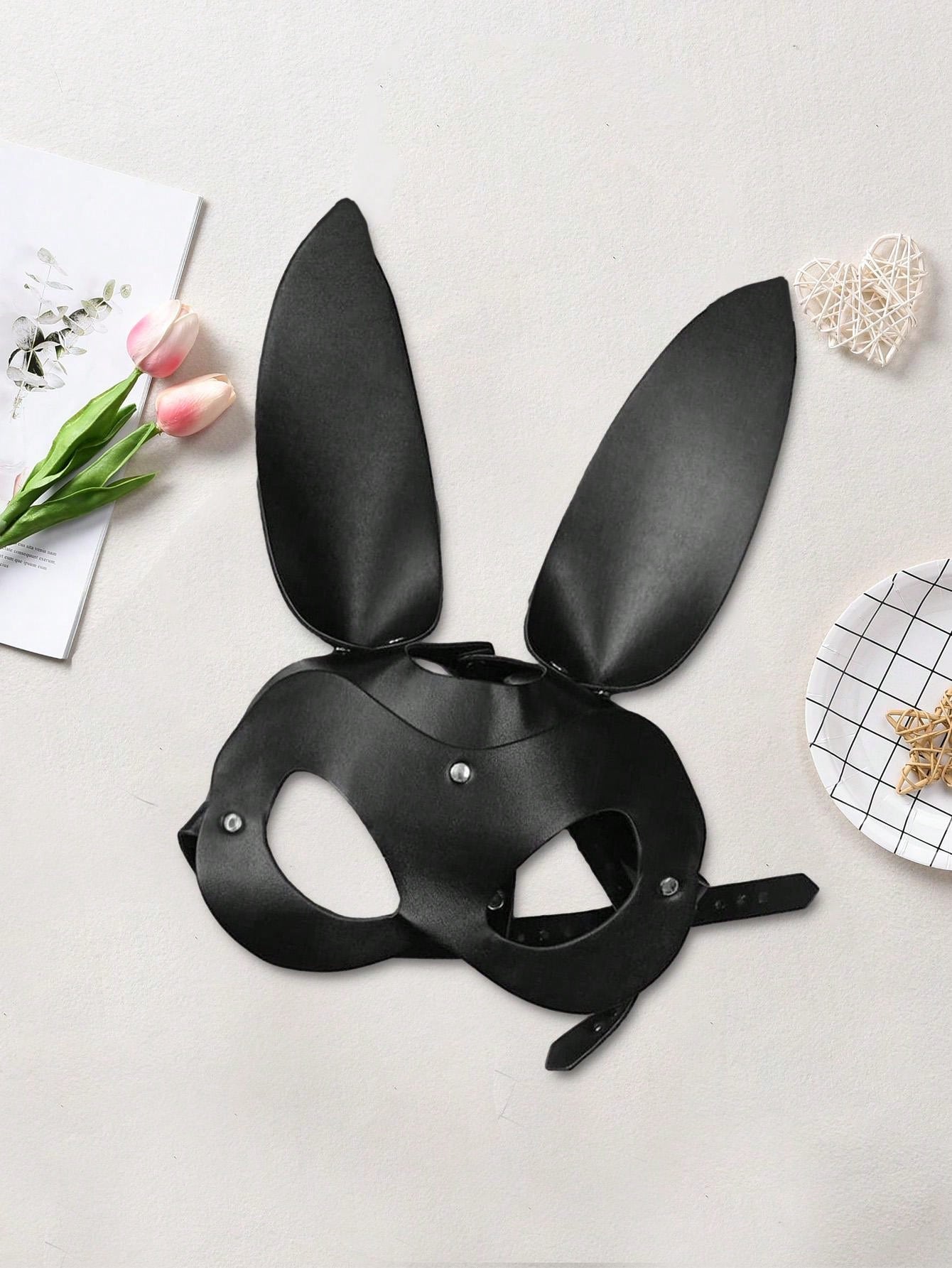 Bunny Girl Half Head Mask, Mysterious Gothic Style Rabbit Ear Eyepatch ...