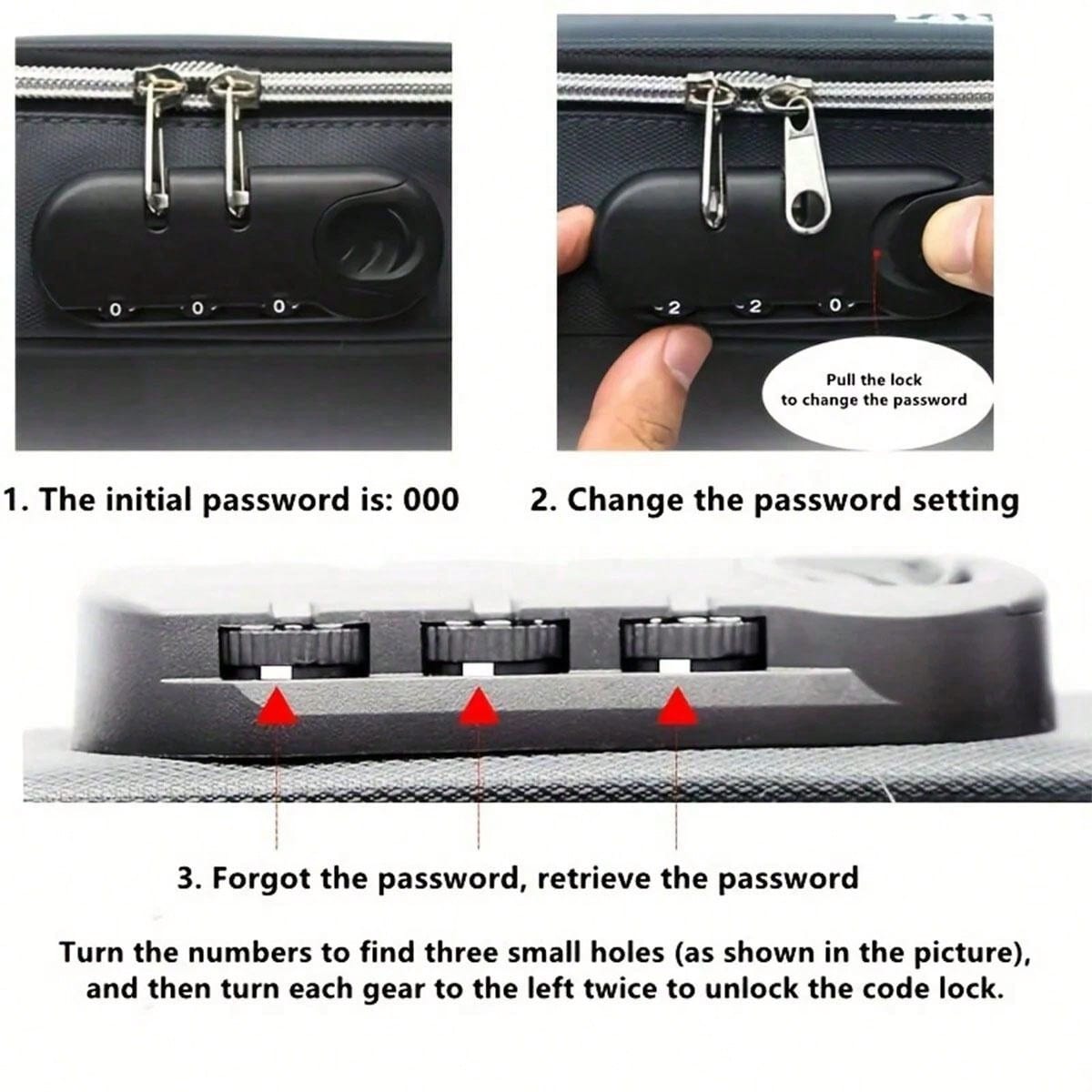 Portable Combination Lock Pencil Case Black Canvas Stationery Box ...