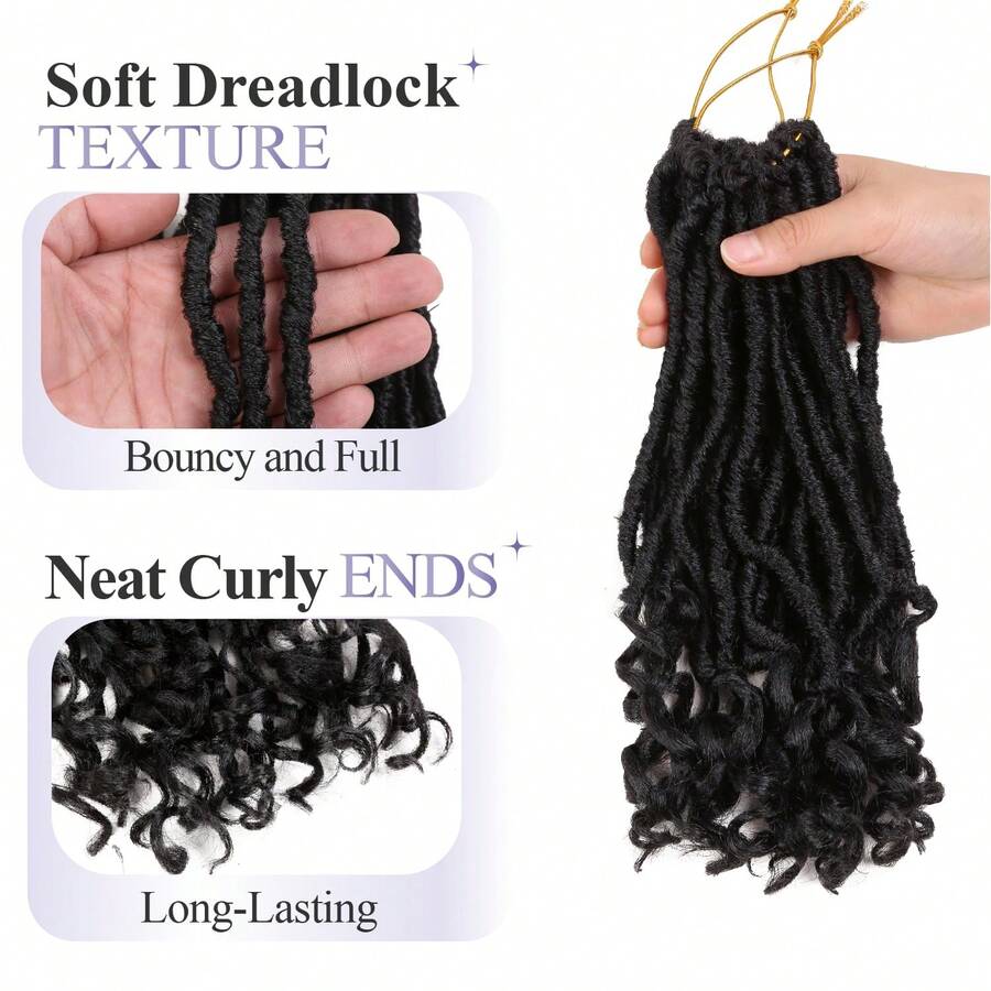 2 Packs 24 Strands Black Pre-Twisted Soft Locs Synthetic Dreadlock ...