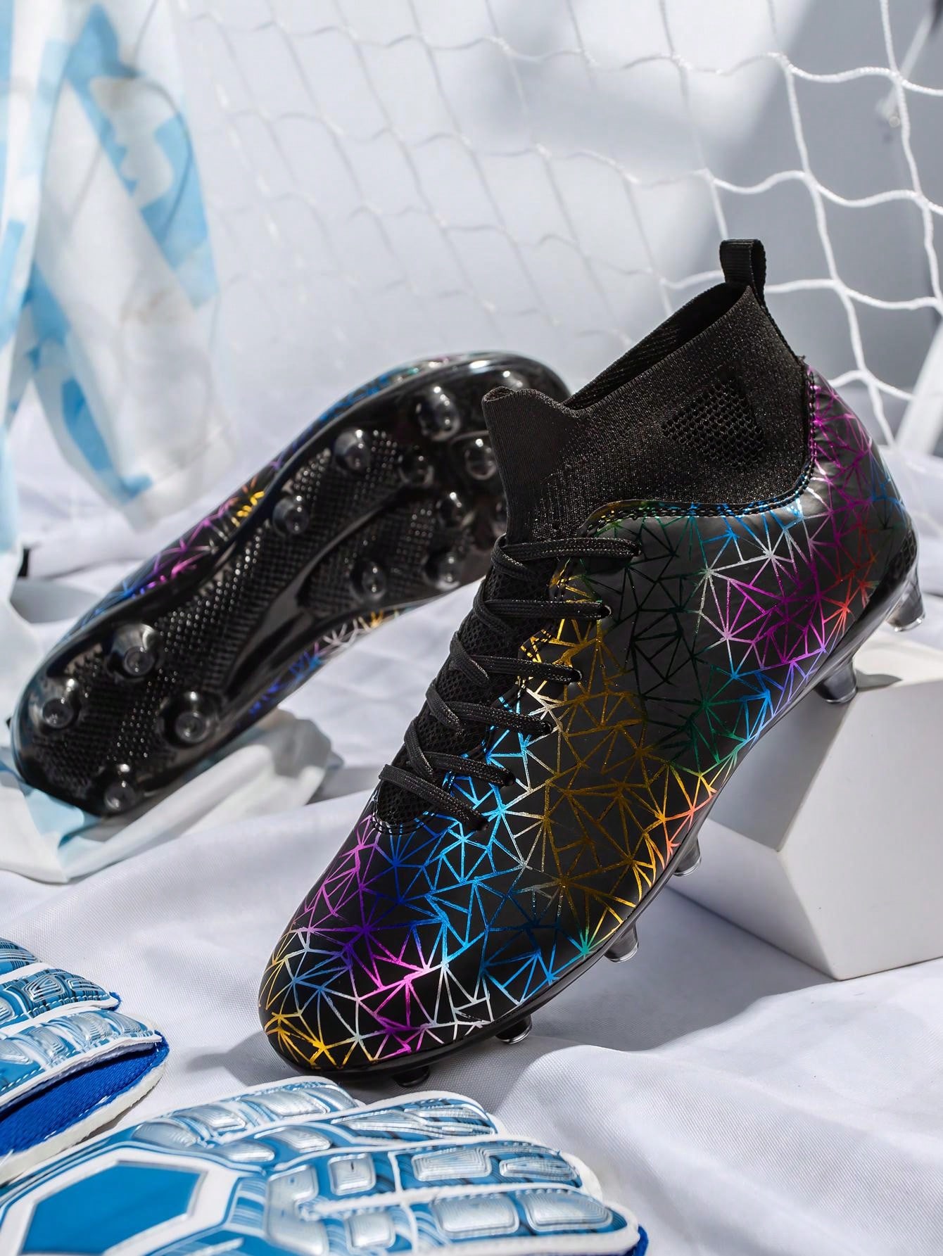 High-Top Professional Football Shoes With Long Studs, Unisex Outdoor ...