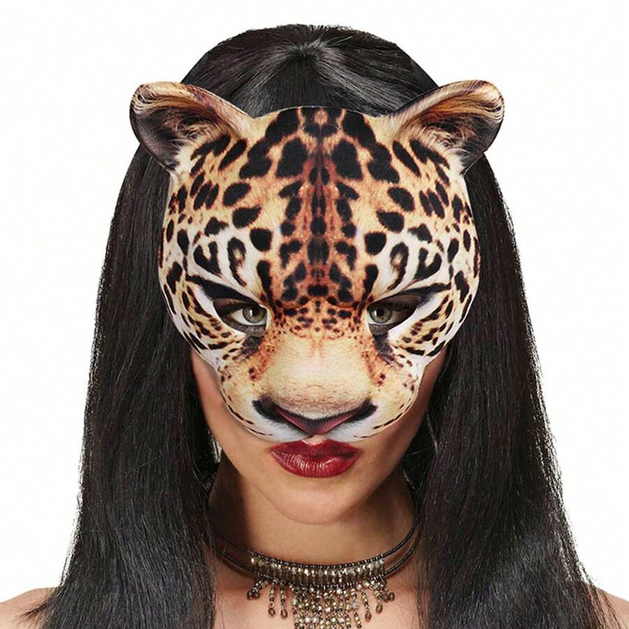 (1pc) Eva Half Face Cheetah Animal Mask | SHEIN Malaysia
