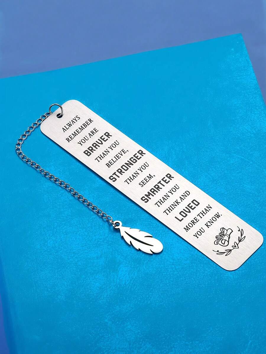 1pc Stainless Steel Engraved Slogan Bookmark, Always Remember, You Are ...