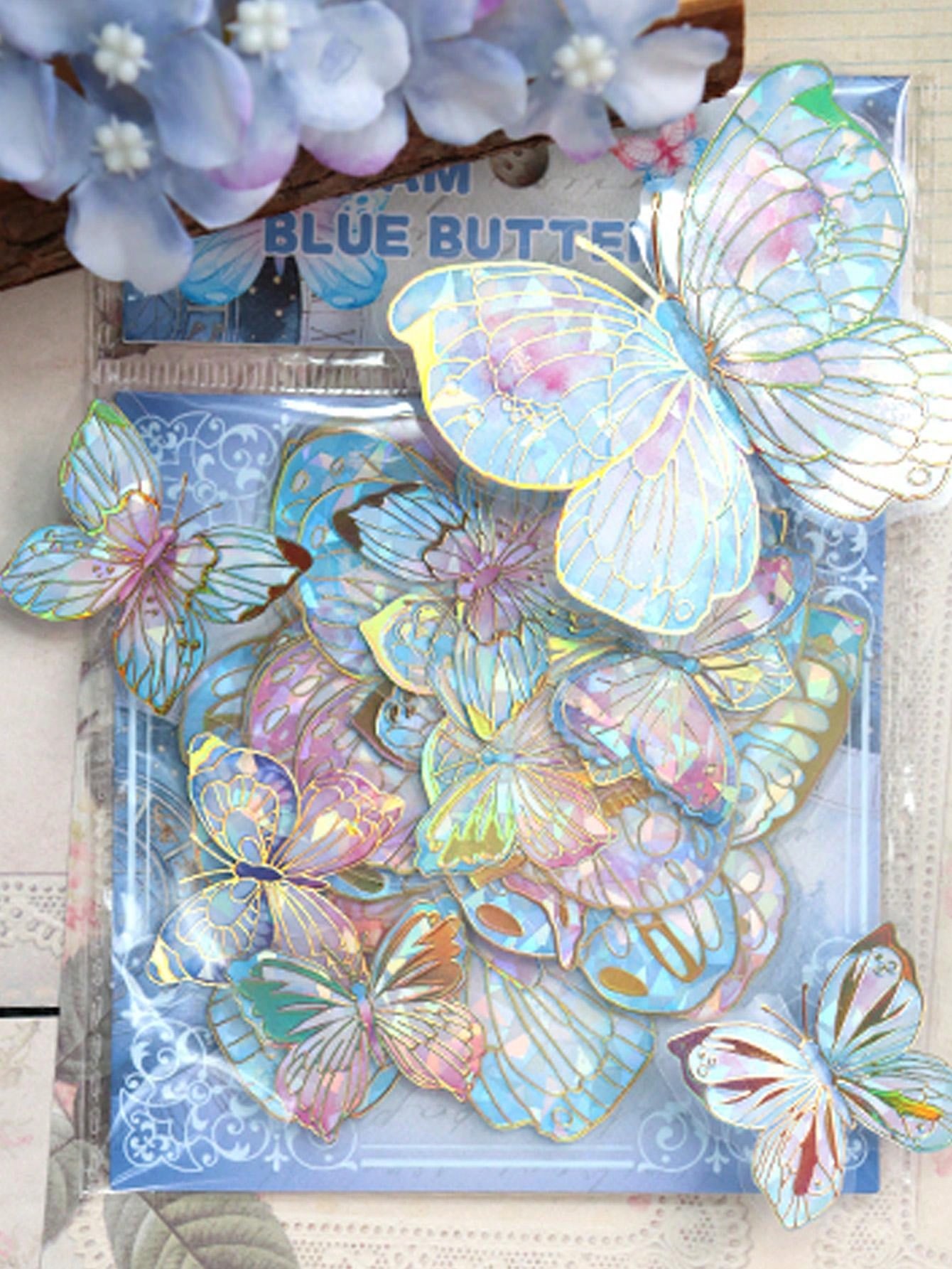 22pcs Butterfly Themed Gold Foil Shell Deco-Stickers For Scrapbooking ...