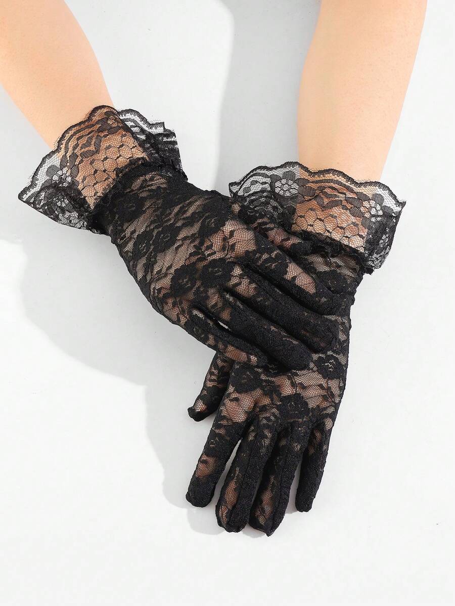 Elegant 1 Pair Girls And Lady Lace Gloves Tea Party Gloves Formal ...