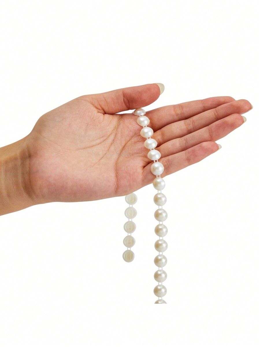 Pearl Strings For Crafts And DIY Projects, 10mm White Half Beads Spool ...