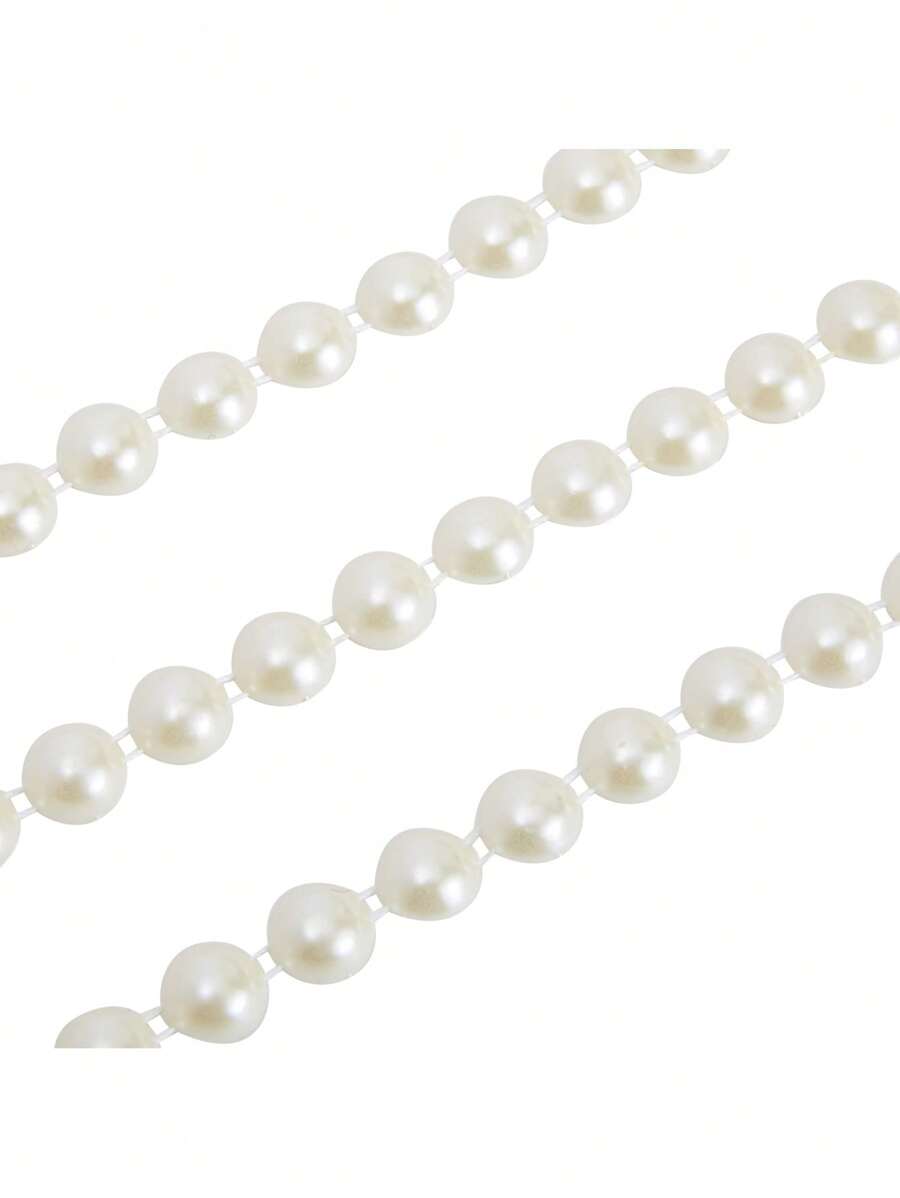 Pearl Strings For Crafts And DIY Projects, 10mm White Half Beads Spool ...