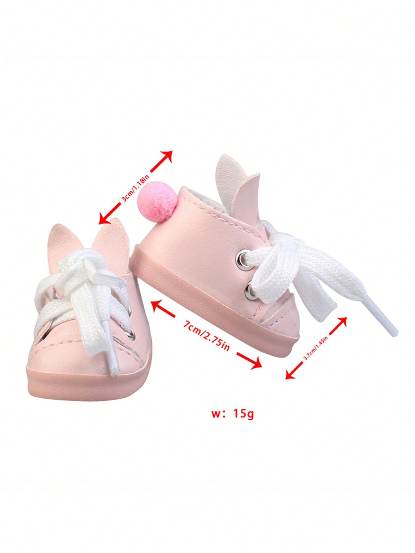 1pair 18inch American Doll Shoes, Cute Rabbit Design Faux Leather Lace ...