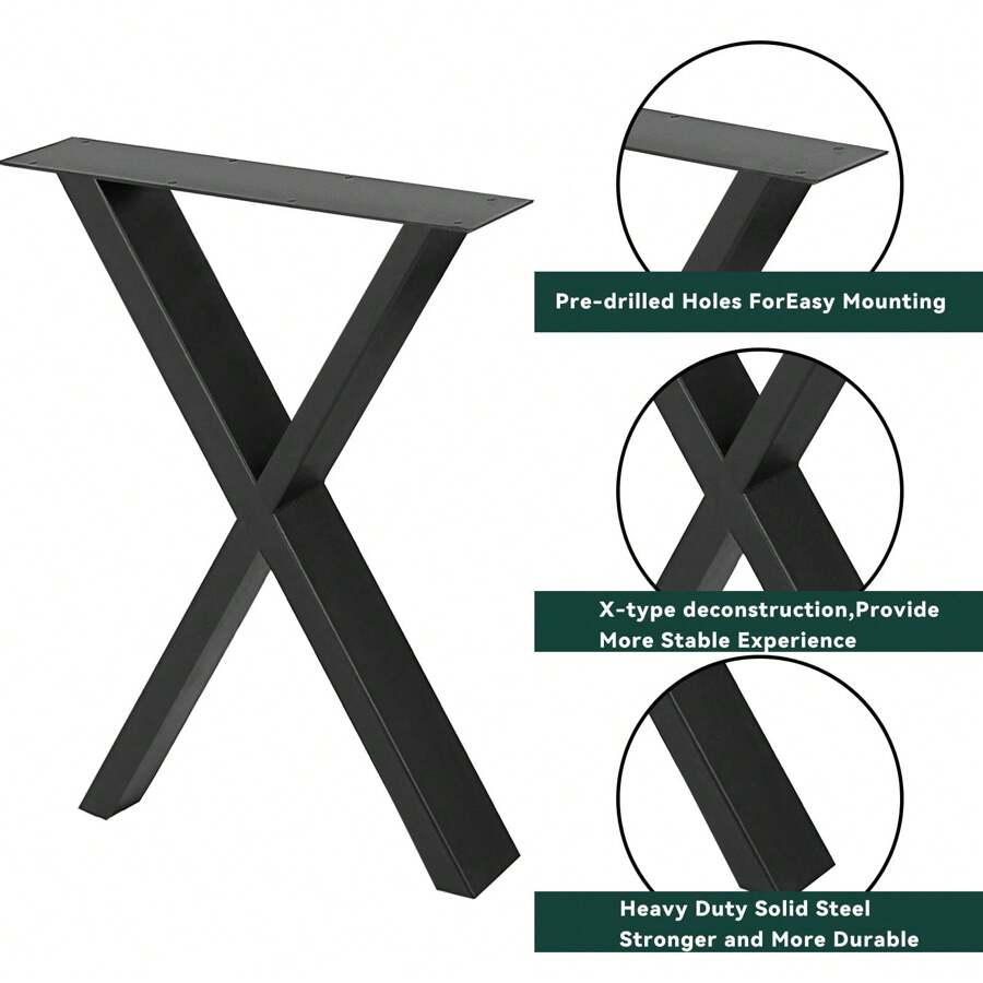 30 Inch Table Legs, Heavy Duty X-Shape Steel Table Legs, Metal Table ...