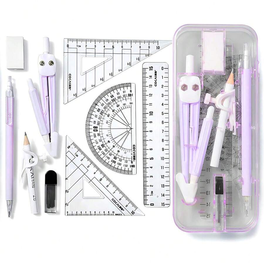 Ensemble de 9 compas de géométrie mathématique, ensemble de règles de ...