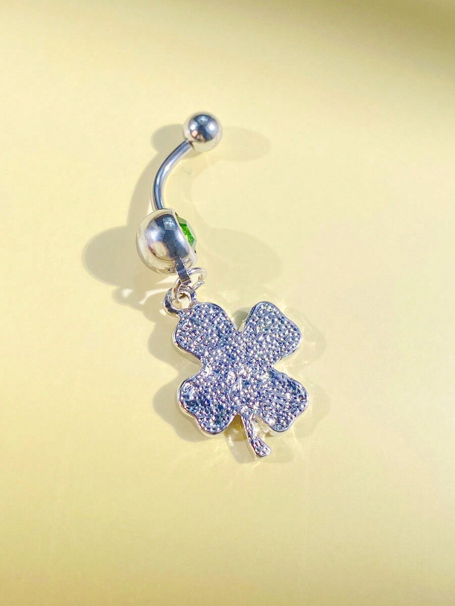 Navel Ring Four-Leaf Clover Body Piercing Navel Nail Stainless Steel ... Navel Ring Four-Leaf Clover Body Piercing Navel Nail Stainless Steel ...