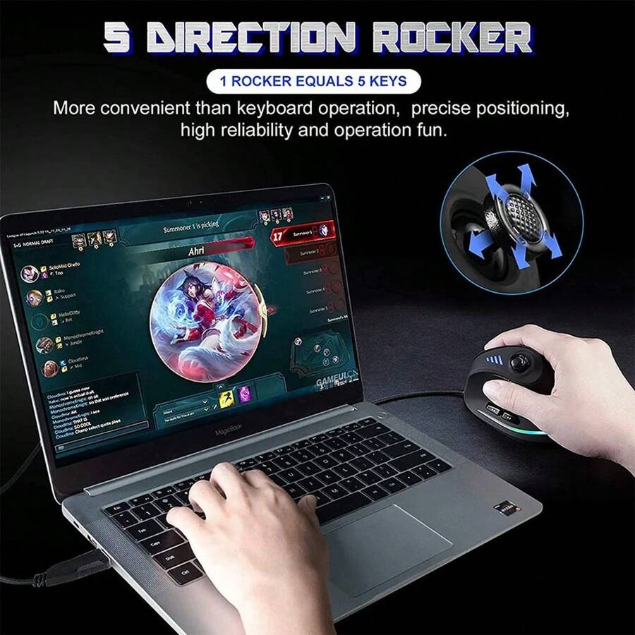 JOMAA Jomaa Ergonomic Wired Vertical Gaming Mouse With Joystick 10000 ...