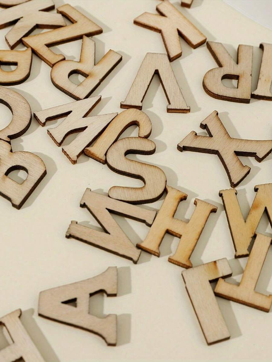 100 Pcs/Set Wooden Letters, Wood Alphabet Letters For Crafts, Wood ...