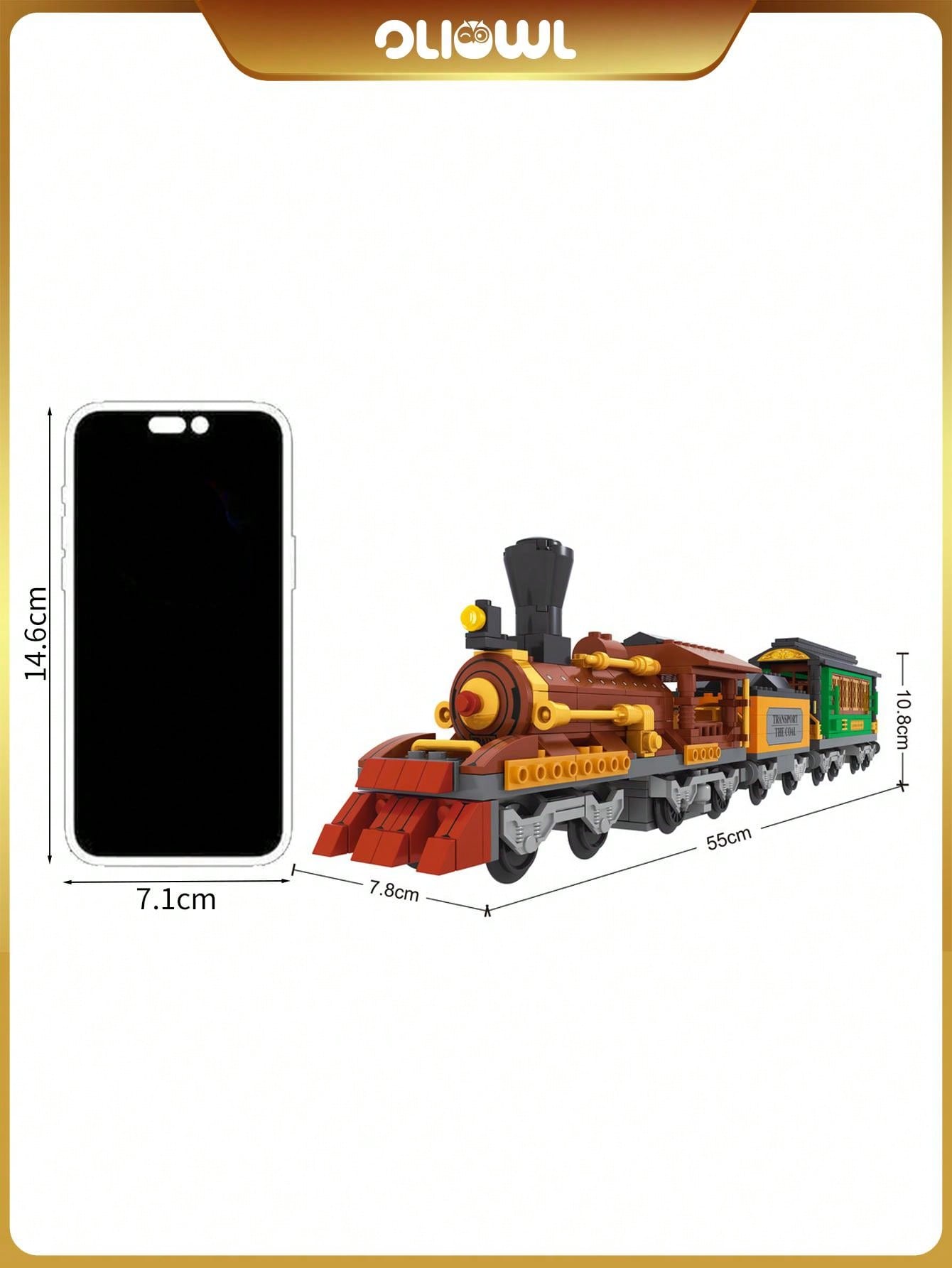 Vintage Train Model Mini Building Blocks Toy With Small Carriage And ...