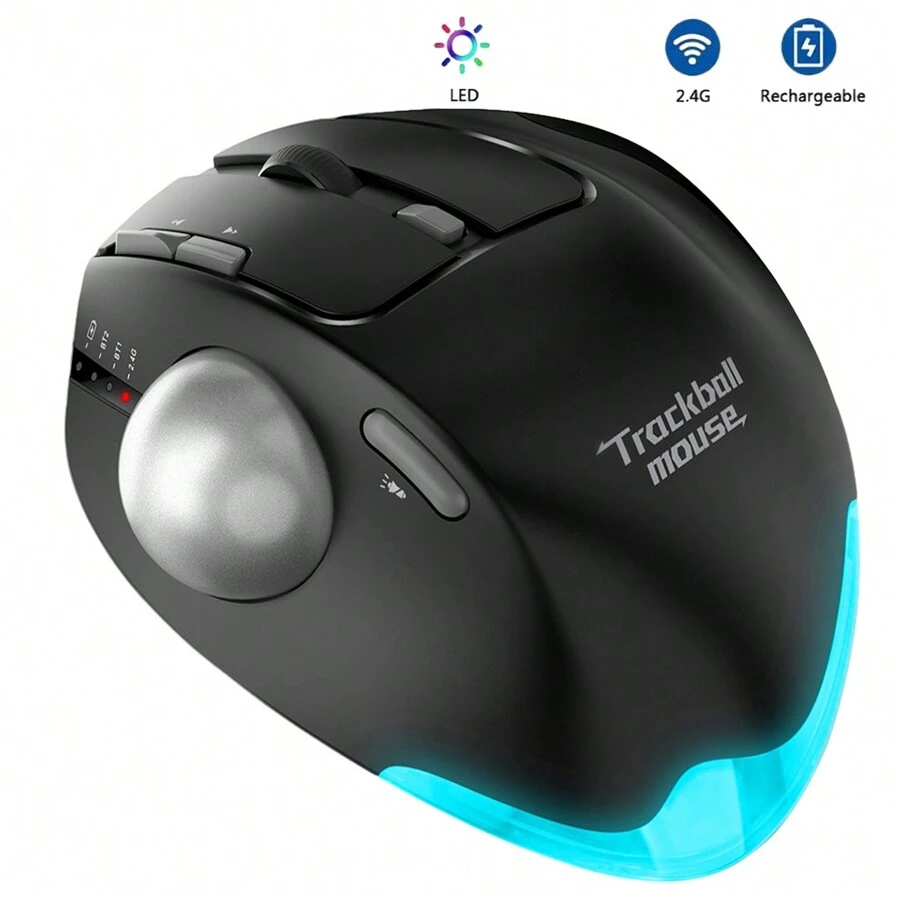 JOMAA Ergonomic Dual Model 2.4G Wireless Trackball Mouse Trackball ...