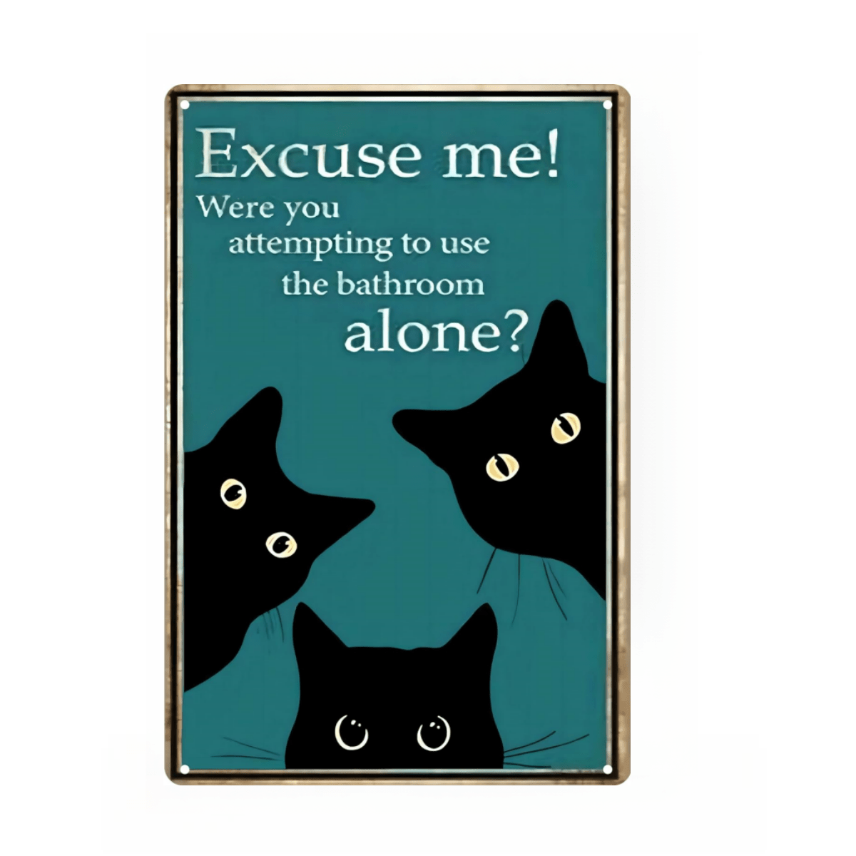 1pc Vintage Funny Cat Bathroom Sign - Excuse Me Restroom Toilet Retro ...