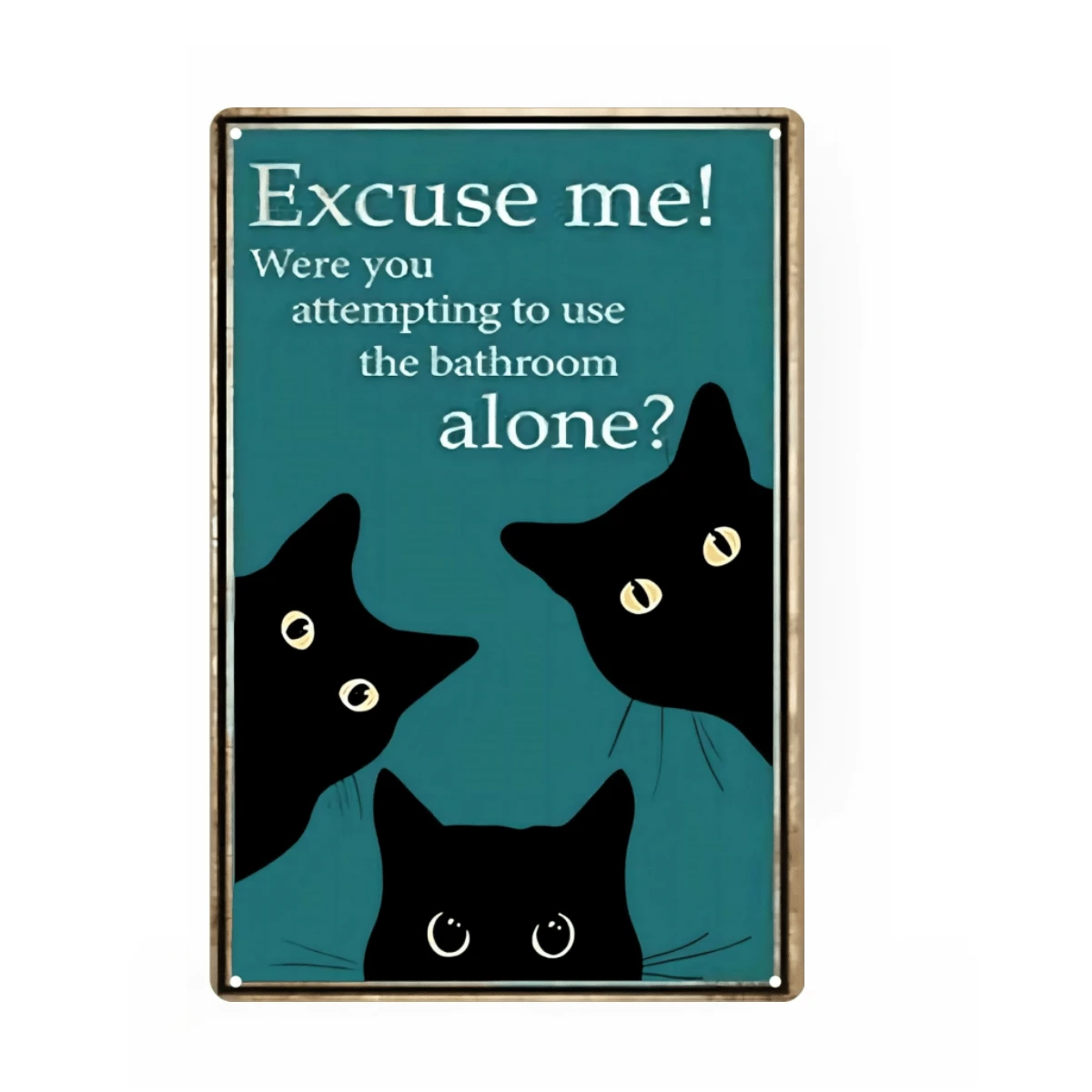1pc Vintage Funny Cat Bathroom Sign - Excuse Me Restroom Toilet Retro ...