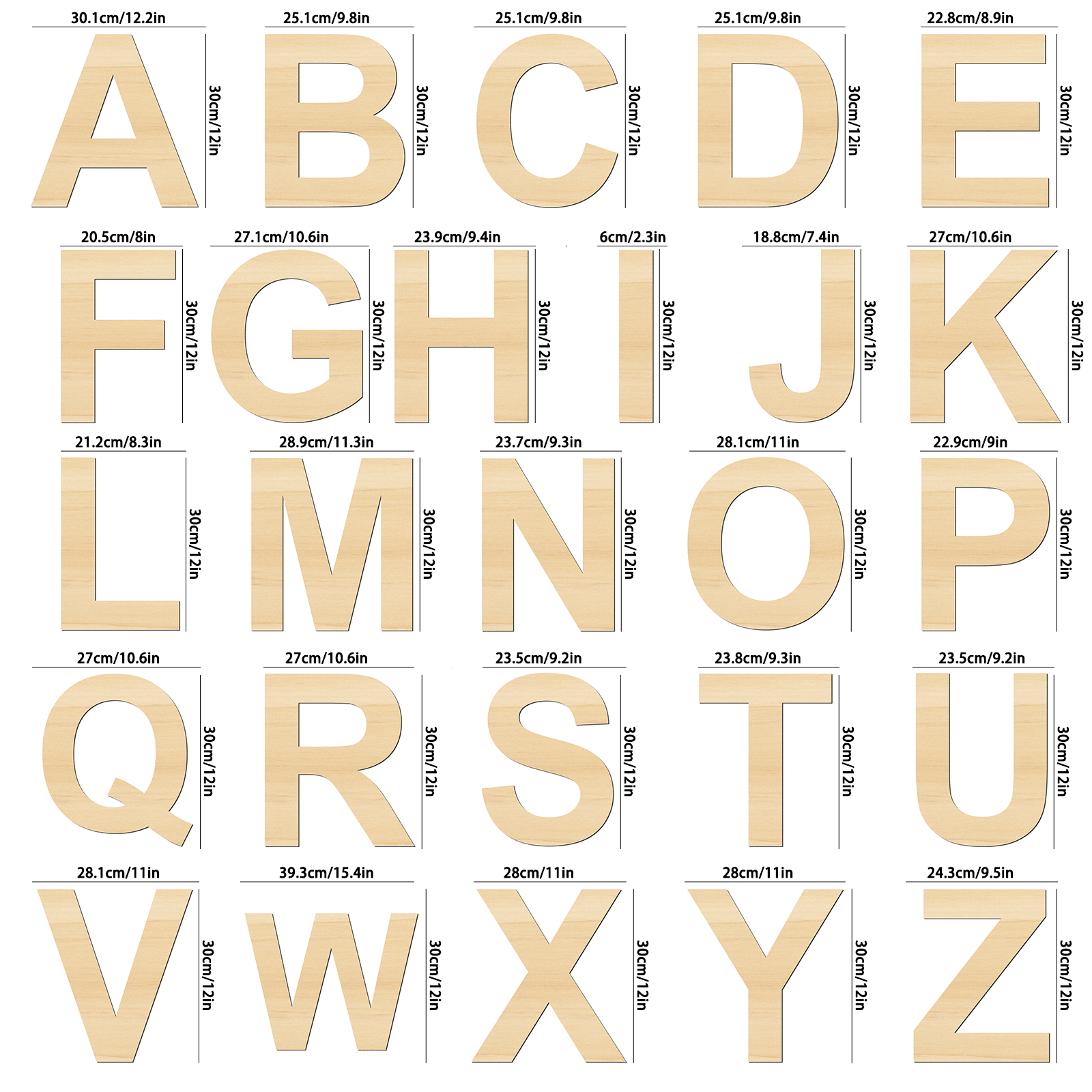 1pcs Wooden W Letters 12 Inch, Big Wooden Letter Shapes Cutouts Blank ...