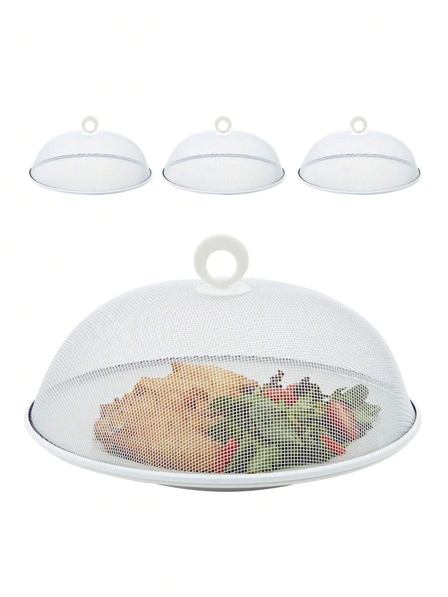 JUVALE 4 Pack Metal Mesh Food Tent, Outdoor Plate Serving Covers (White ...