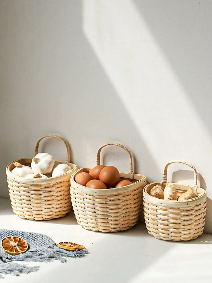 1pc Woven Seagrass Small Hanging Basket Kitchen Ginger Garlic Storage ...