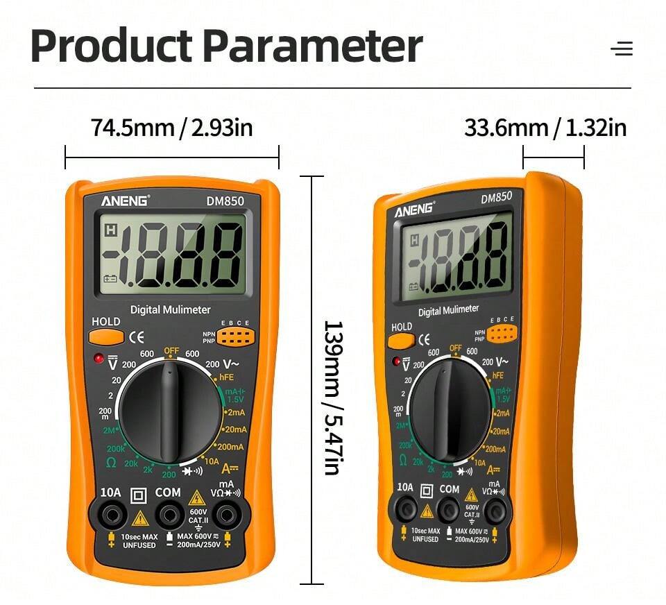 ANENG Multímetro Digital Aneng Dm850 1999 Contagens Elétrico ...
